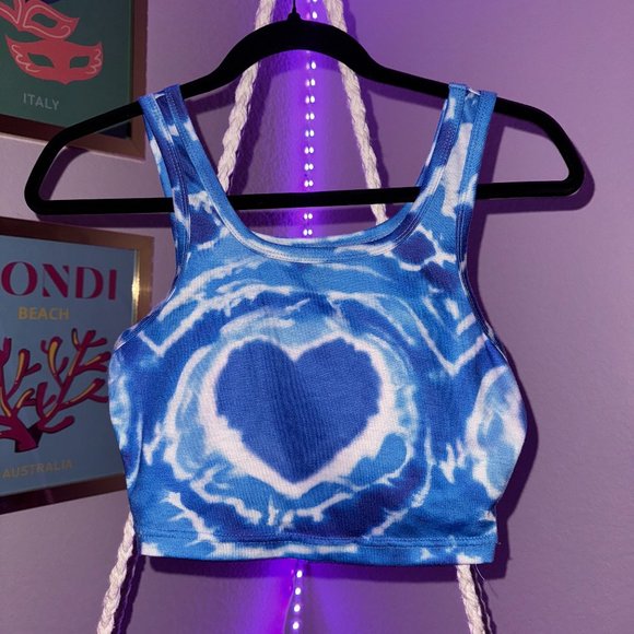 SHEIN | Tops | Shein Blue Tyedye Heart Tini Tank | Poshmark